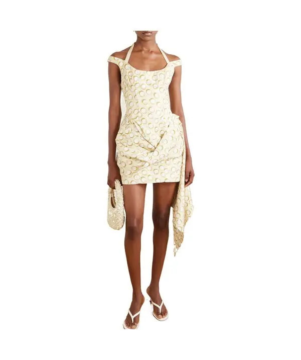 ALEMAIS Paula Polka-dot Draped Mini Dress