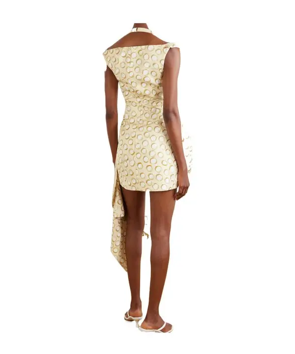 ALEMAIS Paula Polka-dot Draped Mini Dress