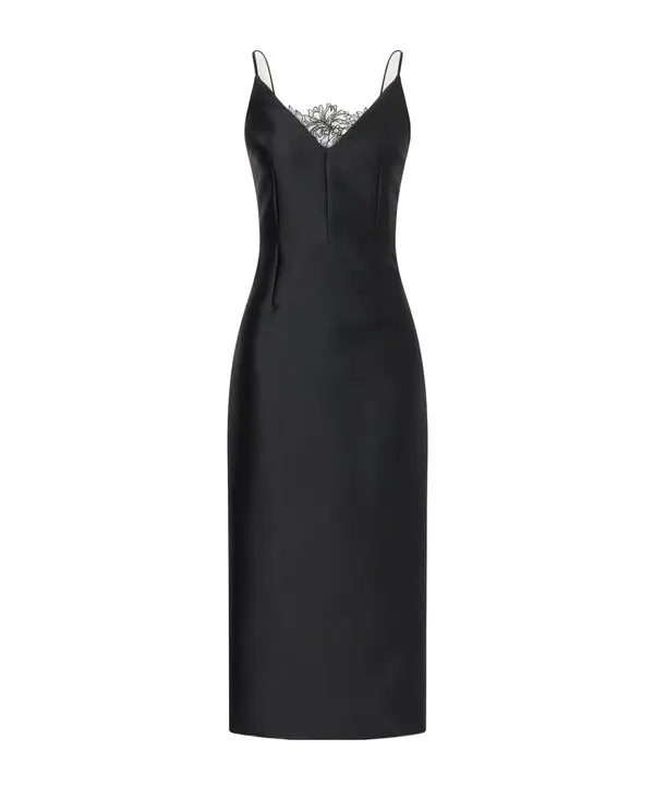 EMILIA WICKSTEAD Manolo Blahnik Libera Lace-trimmed Cady Midi Dress - Black