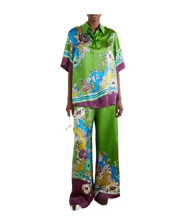 ALEMAIS Nanci Printed Silk-satin Shirt