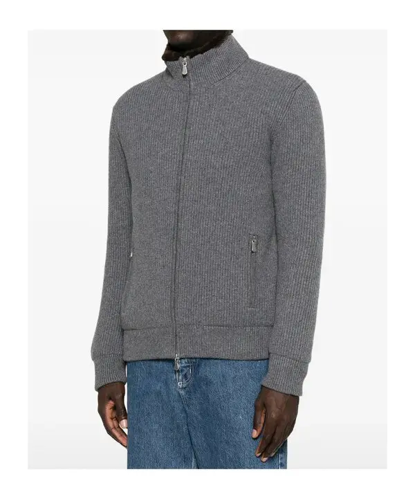 BARBA NAPOLI Fur-trim Ribbed-knit Jacket