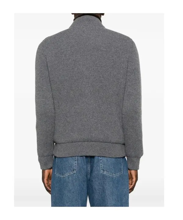BARBA NAPOLI Fur-trim Ribbed-knit Jacket