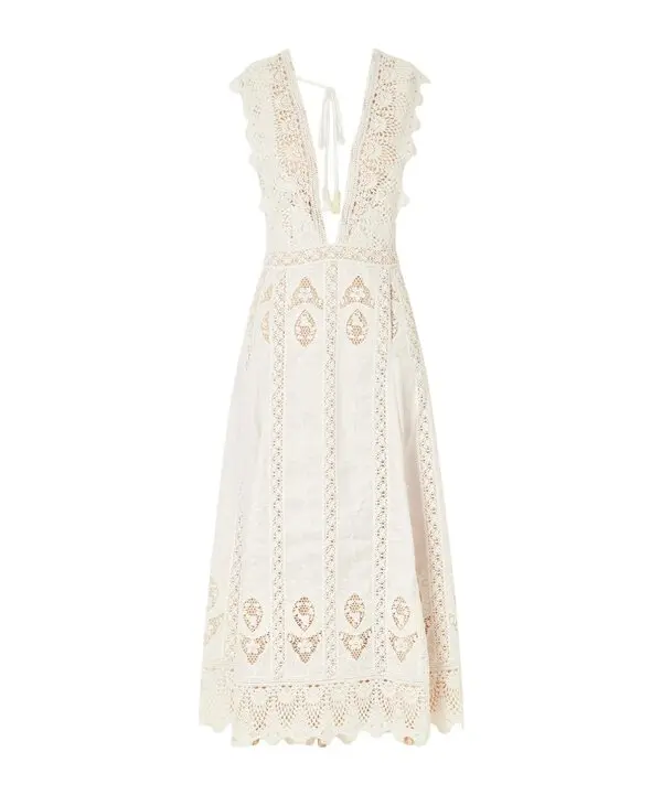 Johanna Ortiz Grace In The Open Fields Crochet Maxi Dress - No