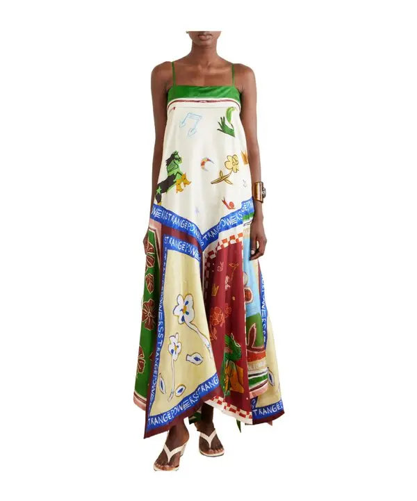 ALEMAIS Silk-twill Midi Dress