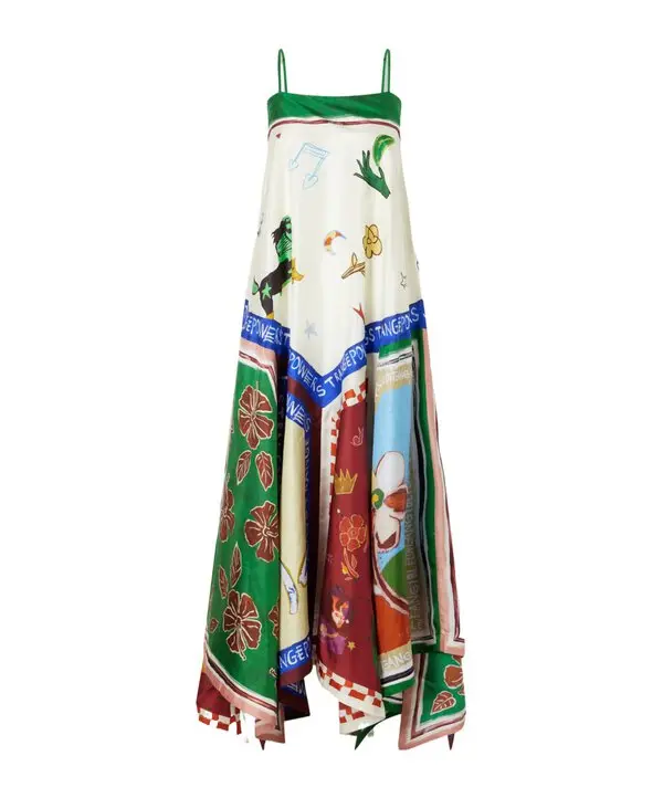 ALEMAIS Silk-twill Midi Dress
