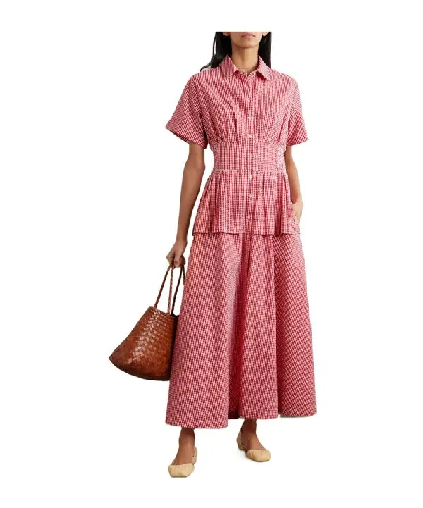 Rosie Assoulin Gingham Cotton-seersucker Maxi Shirt Dress - No