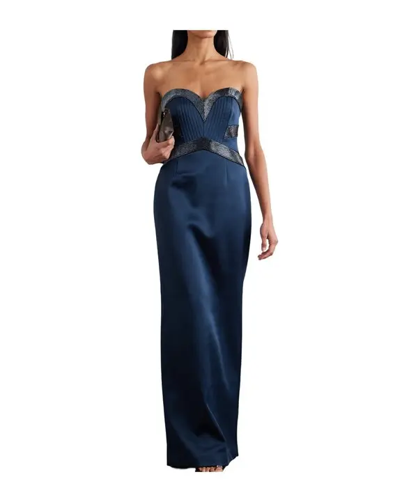 Rebecca Vallance Strapless Bead-embellished Satin Gown