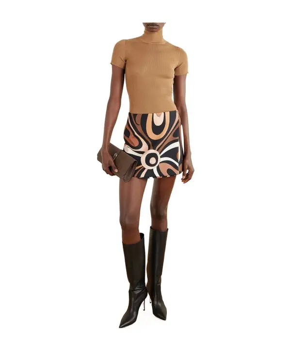 Emilio Pucci Printed Silk-twill Mini Skirt