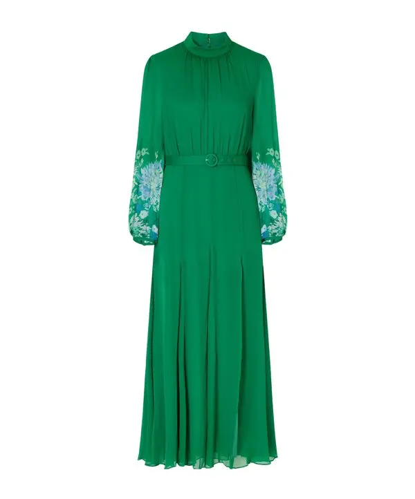 Saloni Jacqui D Belted Flower-printed Silk-chiffon Midi Dress - No