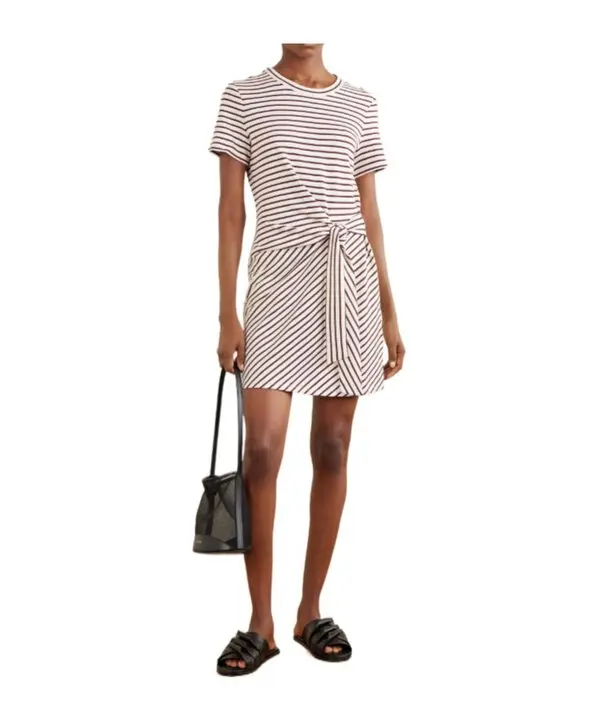 Veronica Beard Striped Knotted Jersey Mini Dress - No