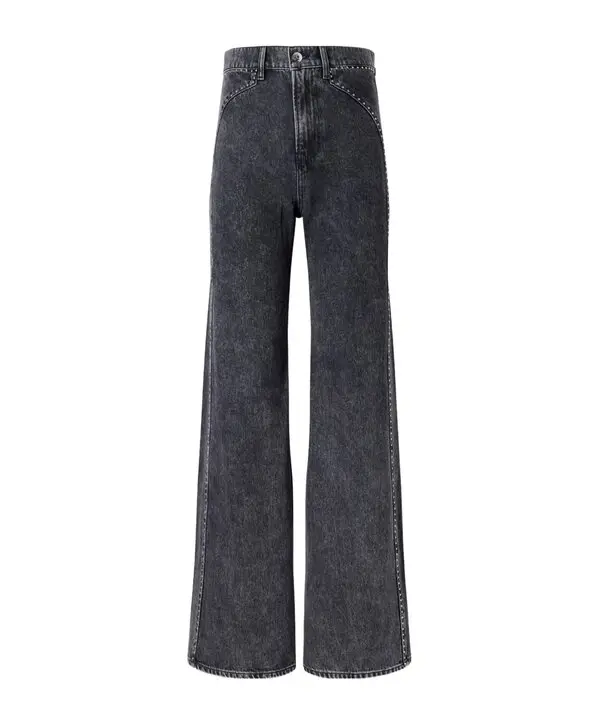 Veronica Beard Grant Studded High-rise Wide-leg Jeans