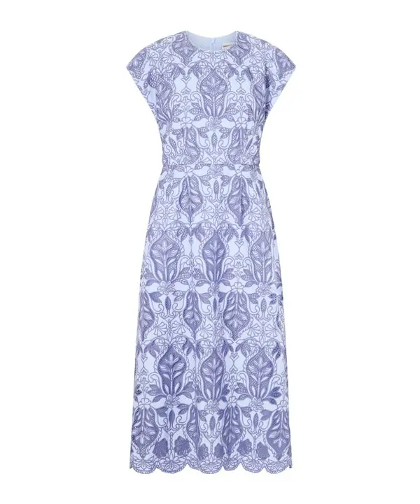 Rebecca Vallance Embroidered Cotton Midi Dress