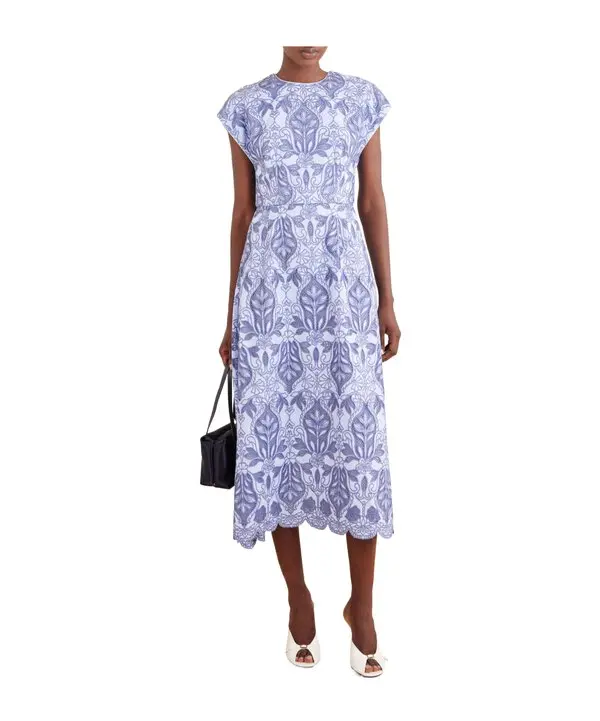 Rebecca Vallance Embroidered Cotton Midi Dress