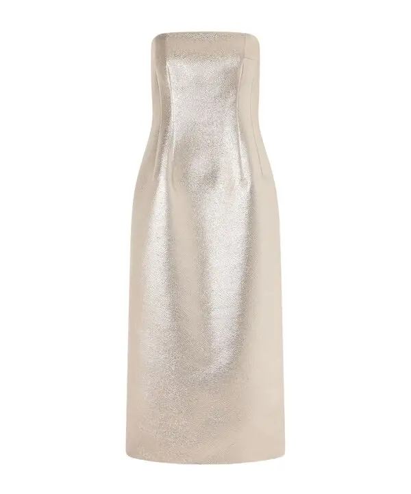EMILIA WICKSTEAD Leila Strapless Metallic Cloqué Midi Dress