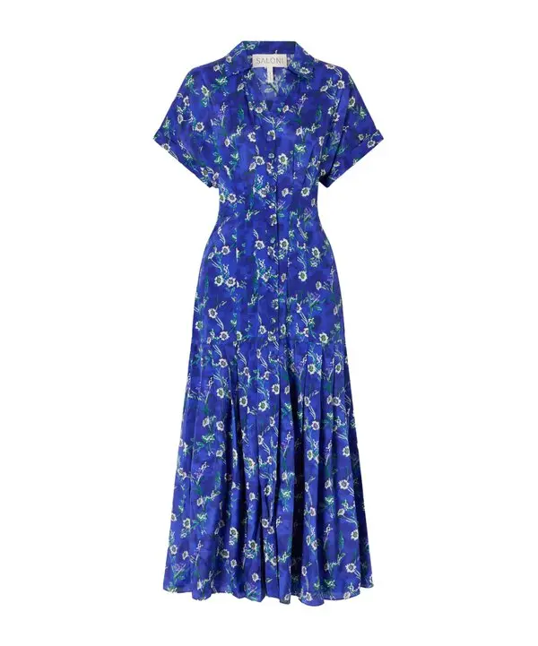 Saloni Floral-printed Chiffon Midi Dress