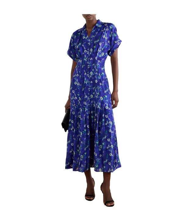 Saloni Floral-printed Chiffon Midi Dress