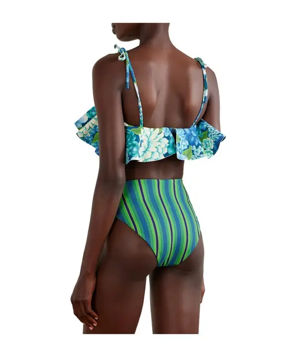 ALEMAIS Ruffled Floral-print Bikini Top