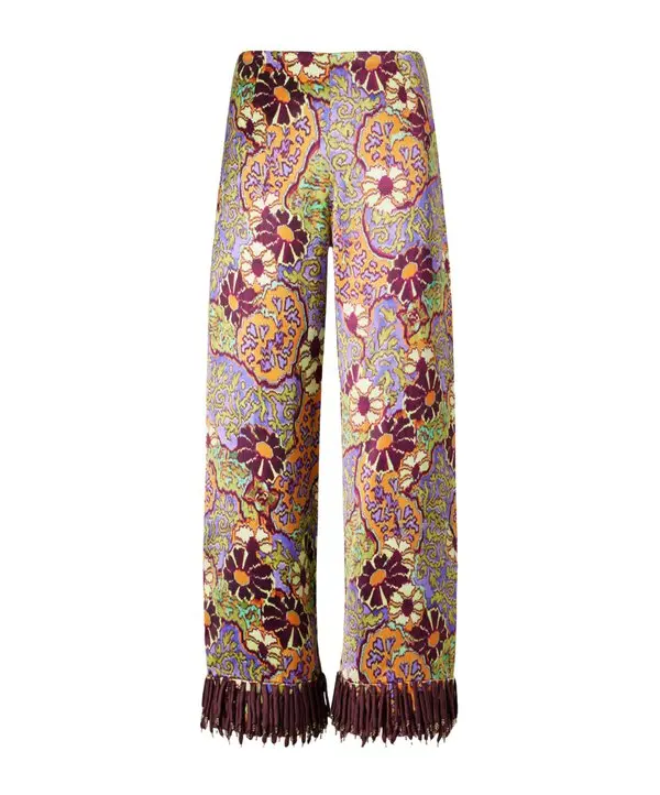 ALEMAIS Printed Satin Wide-leg Pants