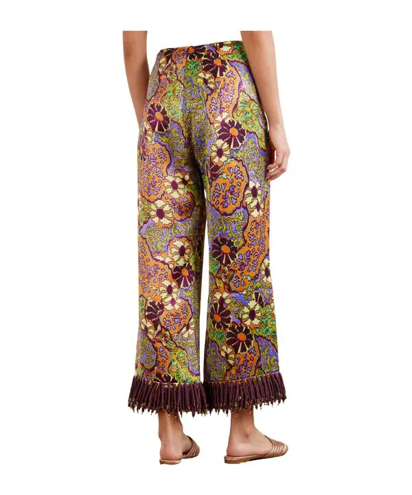 ALEMAIS Printed Satin Wide-leg Pants