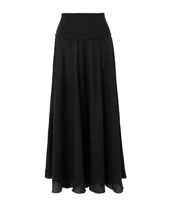 Johanna Ortiz Linen-cotton Blend Maxi A-line Skirt