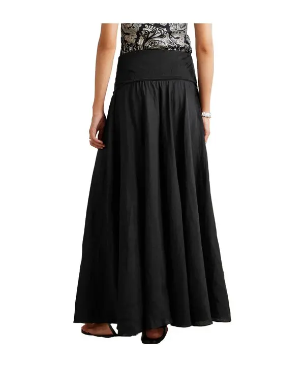 Johanna Ortiz Linen-cotton Blend Maxi A-line Skirt