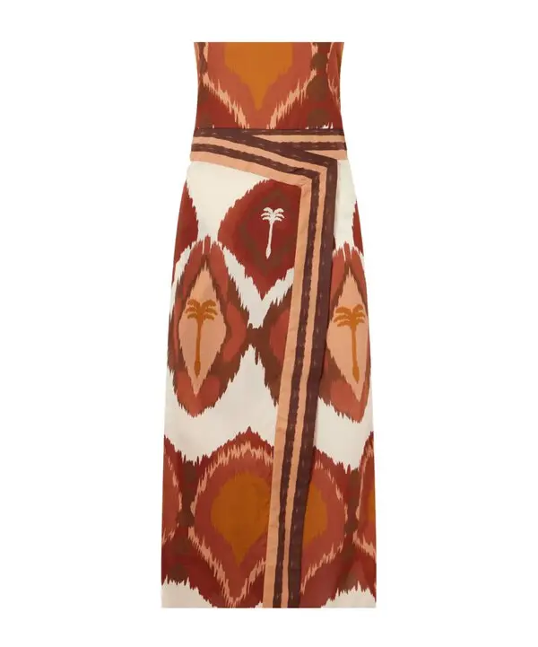 Johanna Ortiz Palmtree Print Strapless Midi Dress