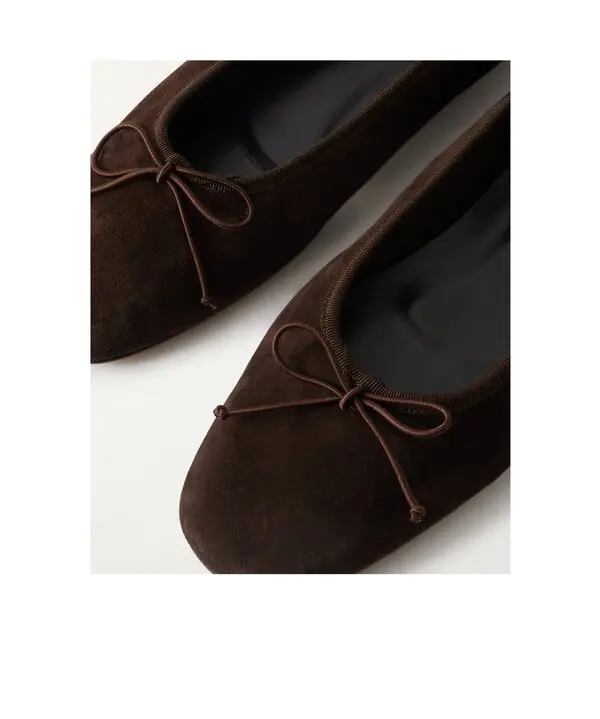 AeydĒ Tiby Bow-detailed Suede Ballet Flats