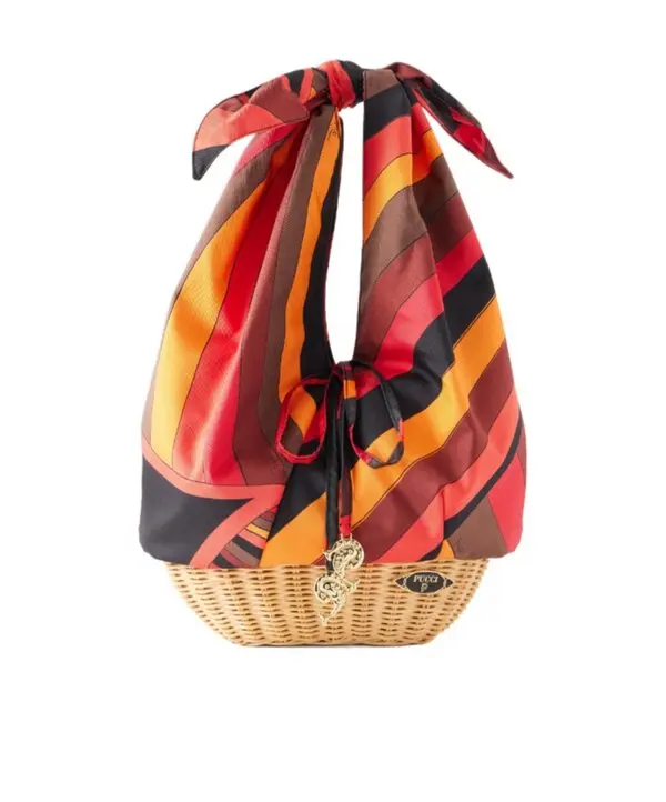Emilio Pucci Embellished Bamboo-trimmed Silk-twill Clutch - Orange