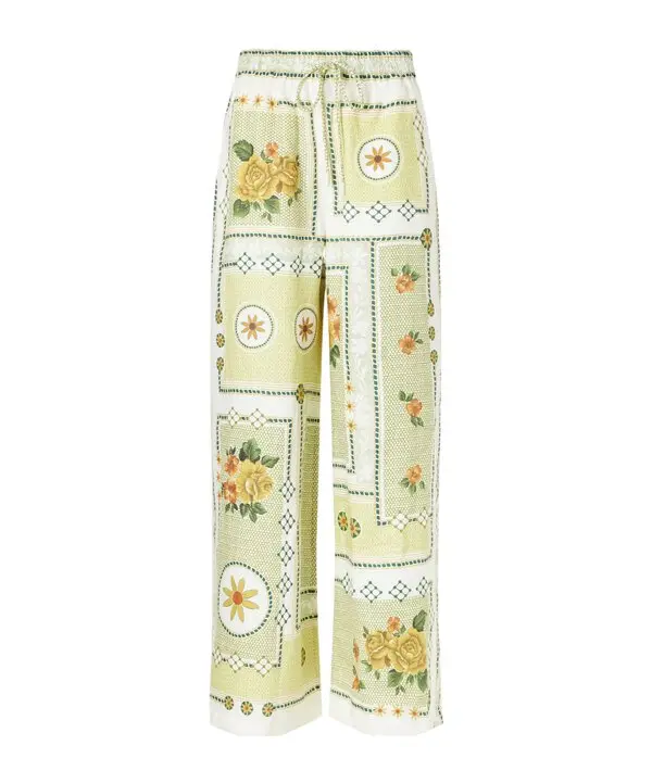 ALEMAIS Dixie Knotted Floral-print Linen Trousers