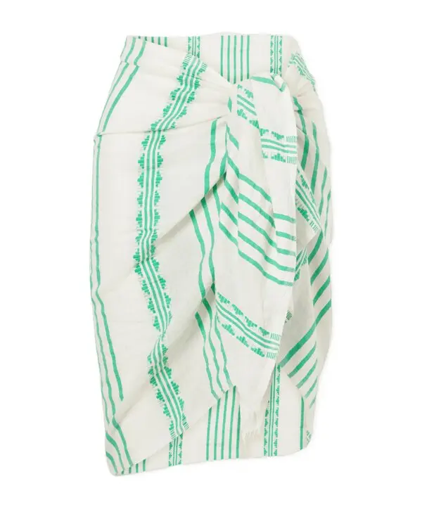LEMLEM Whitegreen Striped Midi Skirt - White