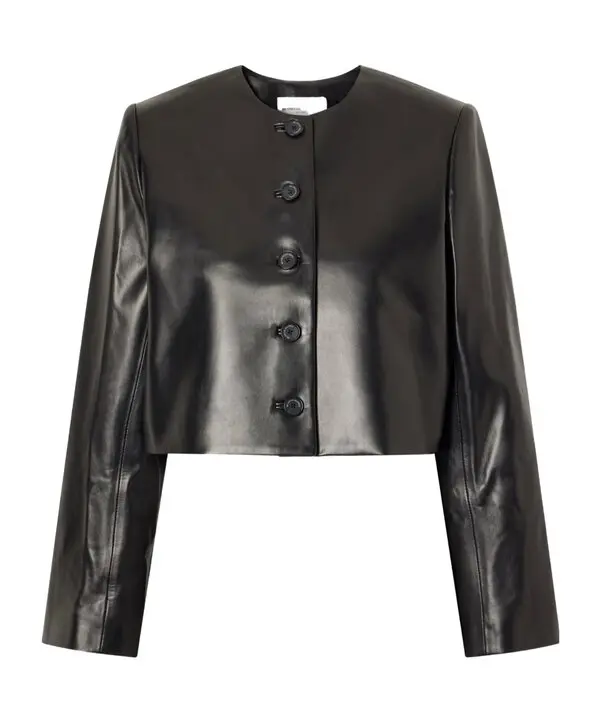 Brandon Maxwell Ryder Leather Jacket - Black