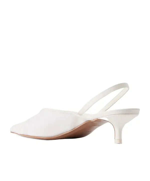 NEOUS Lace And Satin-trimmed Mesh Slingback Pumps