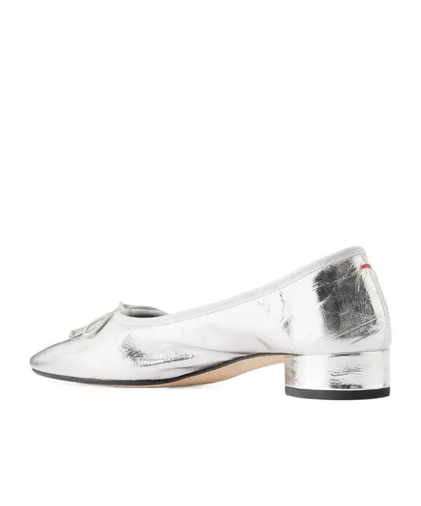 AeydĒ Bow-detailed Crinkled Metallic Leather Pumps