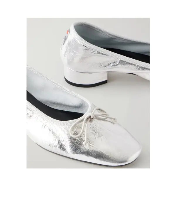 AeydĒ Bow-detailed Crinkled Metallic Leather Pumps