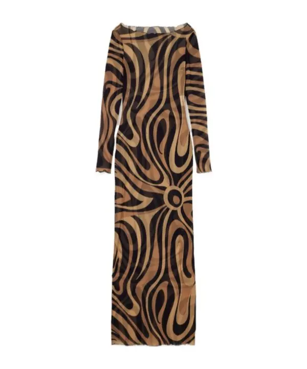 Emilio Pucci Printed Mesh Maxi Dress