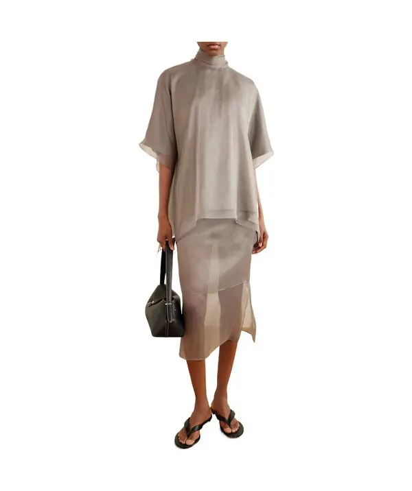 Brandon Maxwell Silk-organza Midi Skirt
