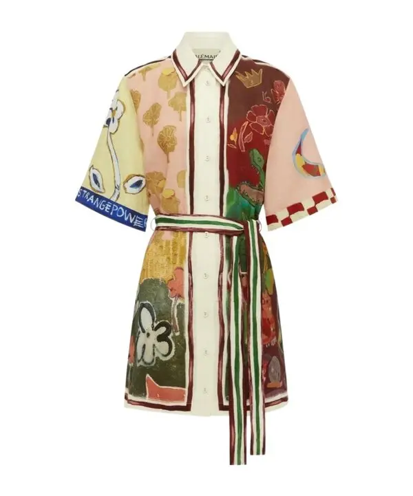 ALEMAIS Tangible Love Graphic-print Mini Dress - Nude