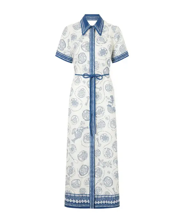 ALEMAIS Lucky Belted Maxi Shirt Dress - White