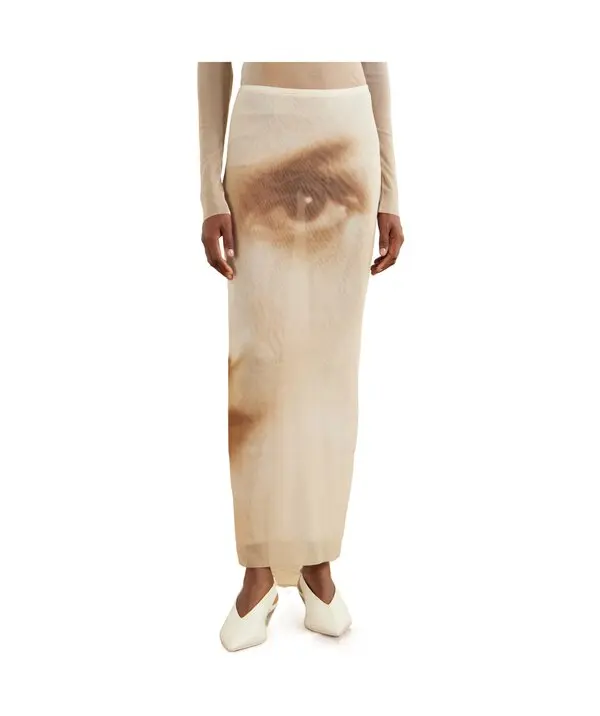 JEAN PAUL GAULTIER Printed Mesh Maxi Skirt - No