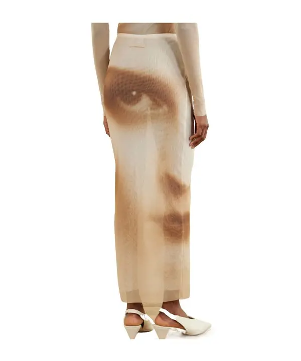 JEAN PAUL GAULTIER Printed Mesh Maxi Skirt