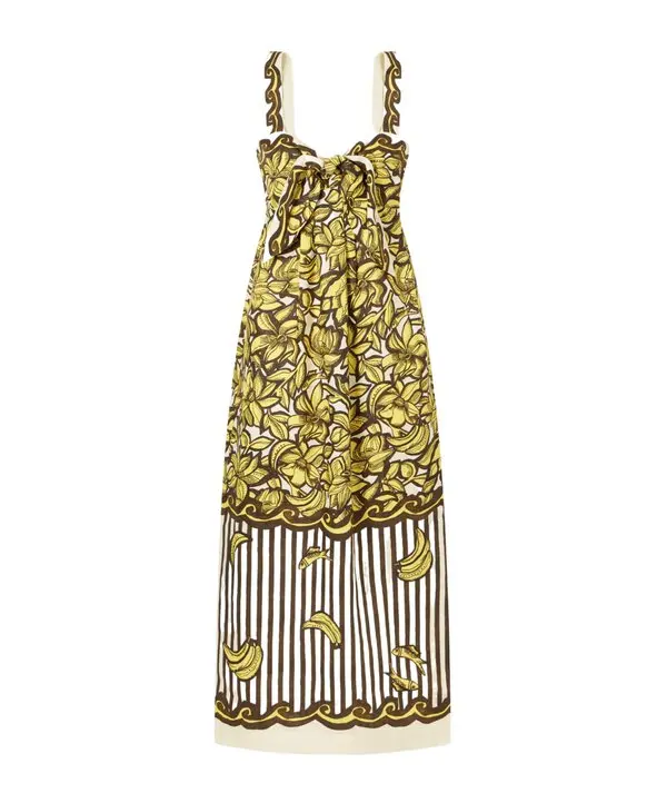 ALEMAIS Printed Hemp Midi Dress