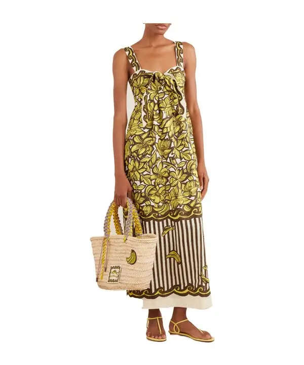 ALEMAIS Printed Hemp Midi Dress