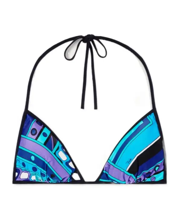 Emilio Pucci Printed Triangle Bikini Top - Blue