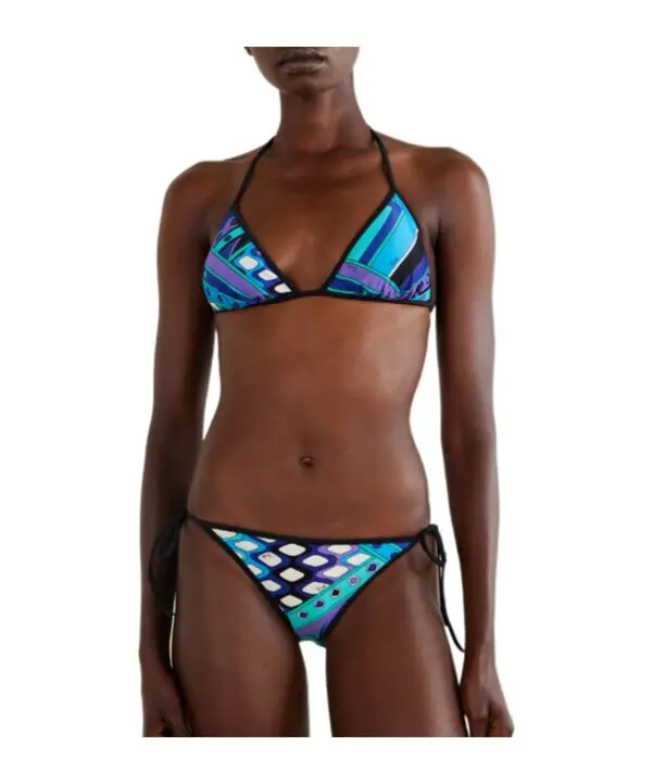 Emilio Pucci Printed Triangle Bikini Top - Blue
