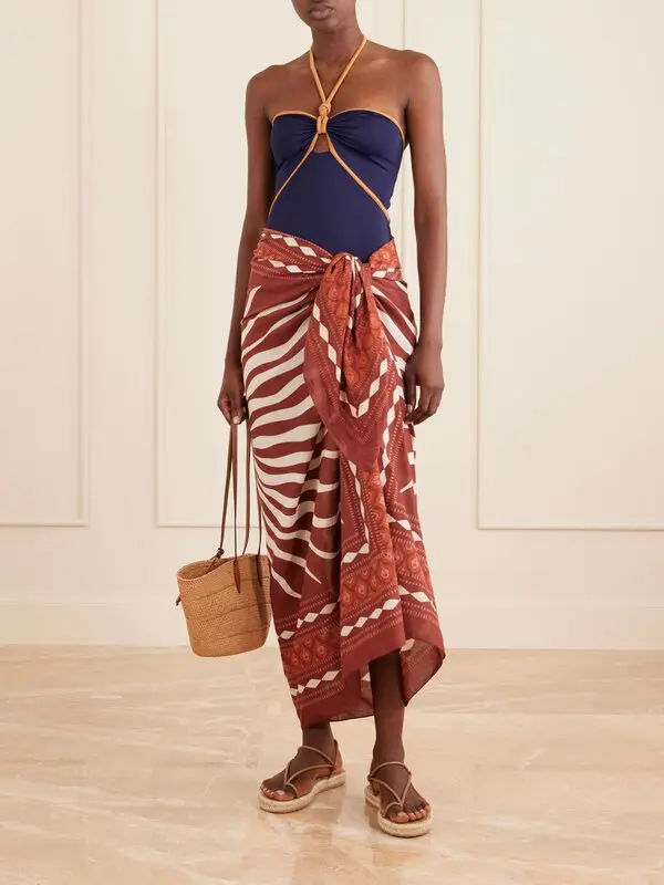 Johanna Ortiz Zebra-print Midi Skirt