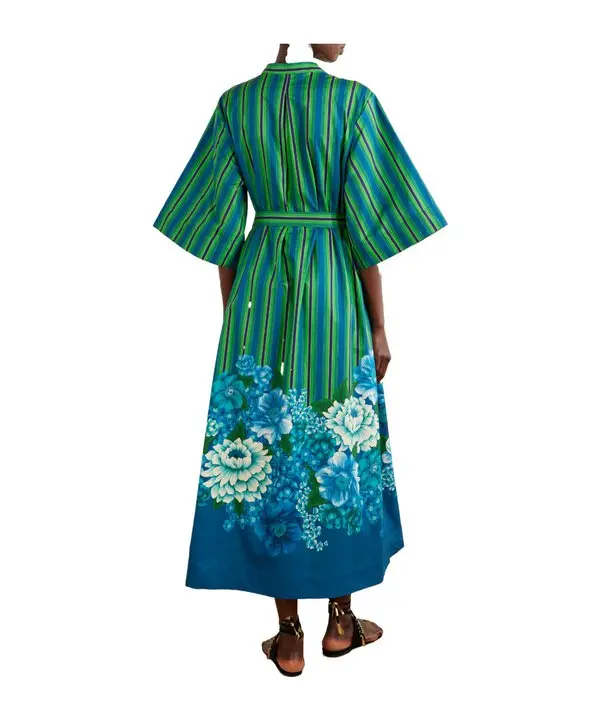 ALEMAIS Margo Striped Floral Midi Dress