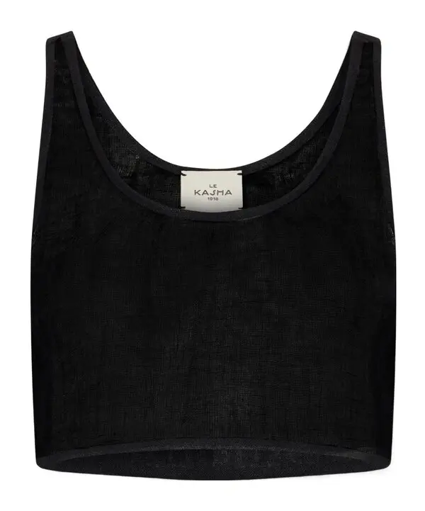Le Kasha Cropped Linen Top