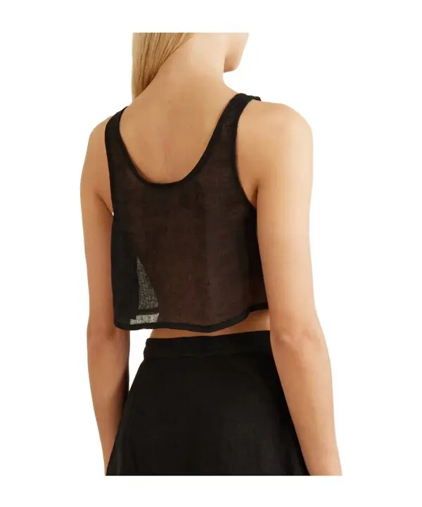 Le Kasha Cropped Linen Top