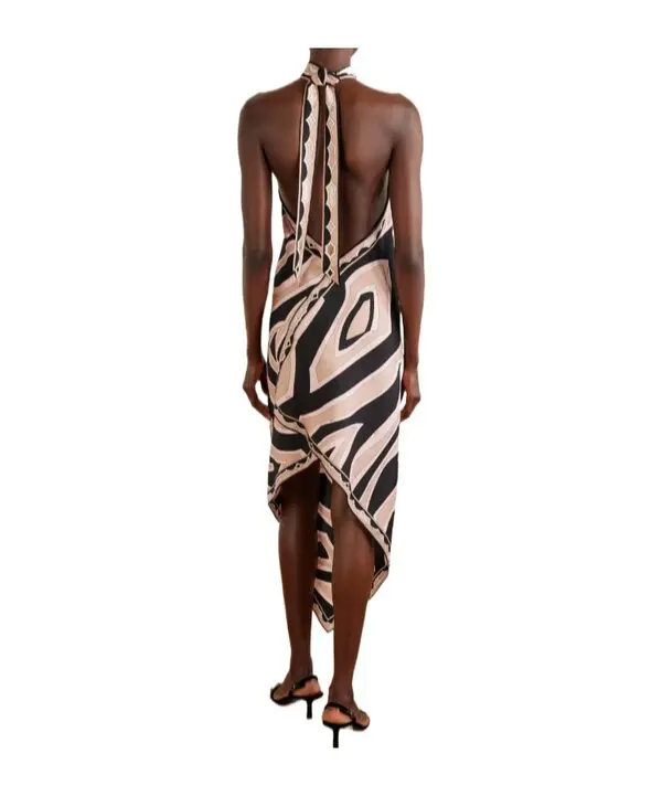 Emilio Pucci Asymmetric Printed Silk-twill Halterneck Dress
