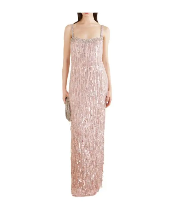 Jenny Packham Crystal-embellished Sequined Tulle Gown